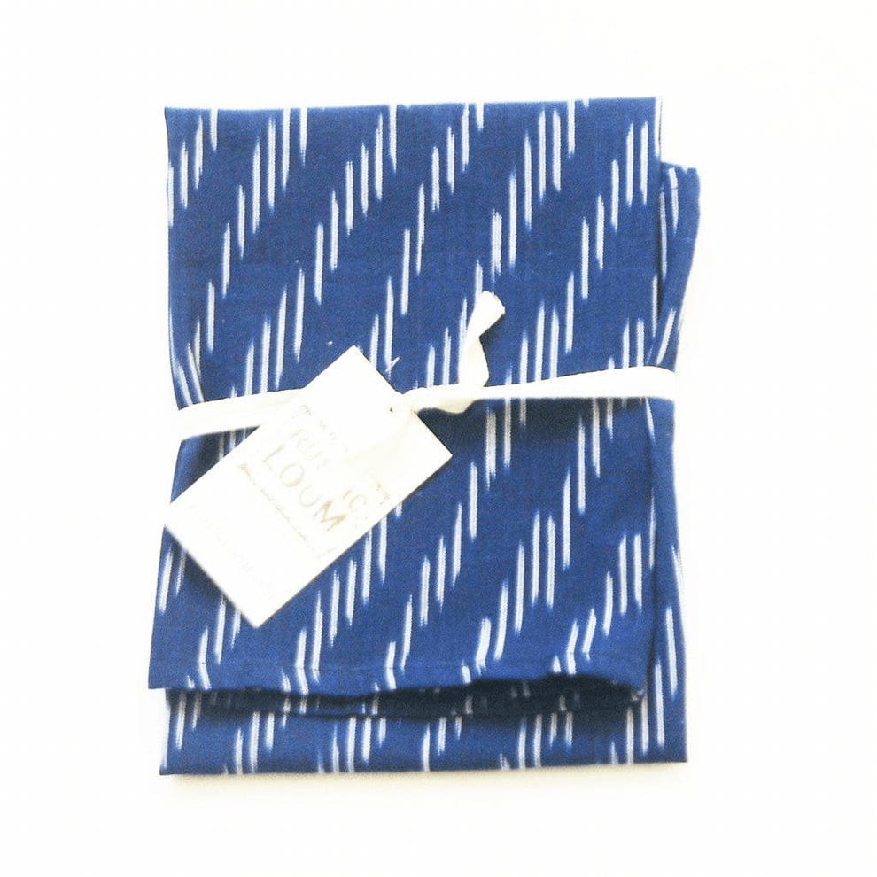 Rustic Loom Cotton Woven Ikat Tea Towel Indigo Zebra Stripe | Ethically ...
